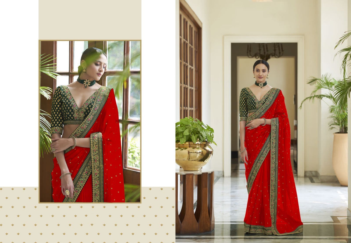 Designer Vichitra Silk Saree – Akarshannz