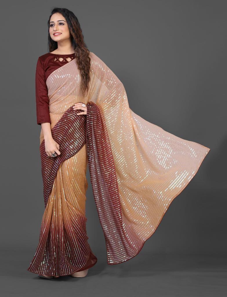 Kajol Georgette Sequence Shaded Saree – Akarshannz